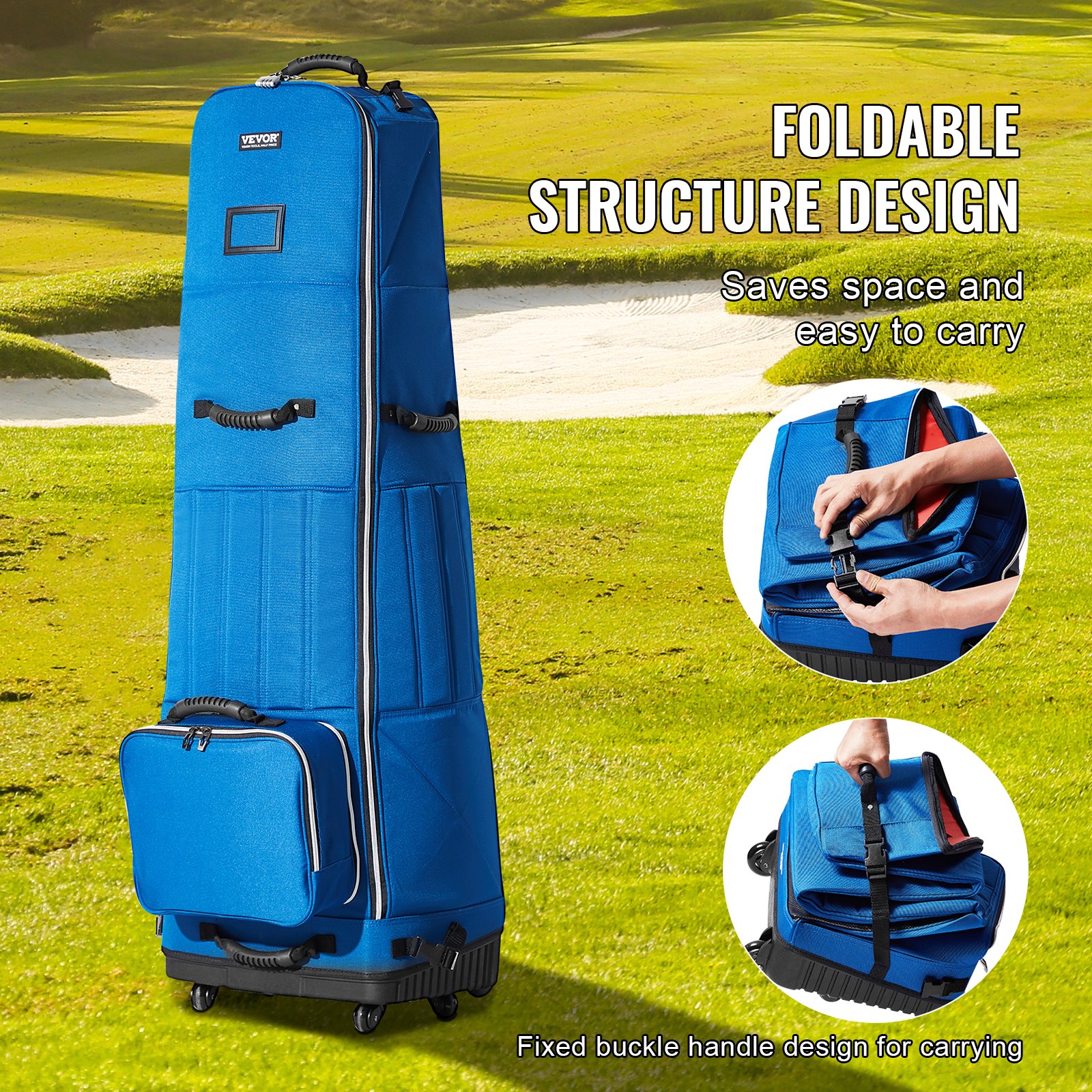 VEVOR Golf Club Travel Bag Golf Luggage Case Cover with Wheels 1200D ...