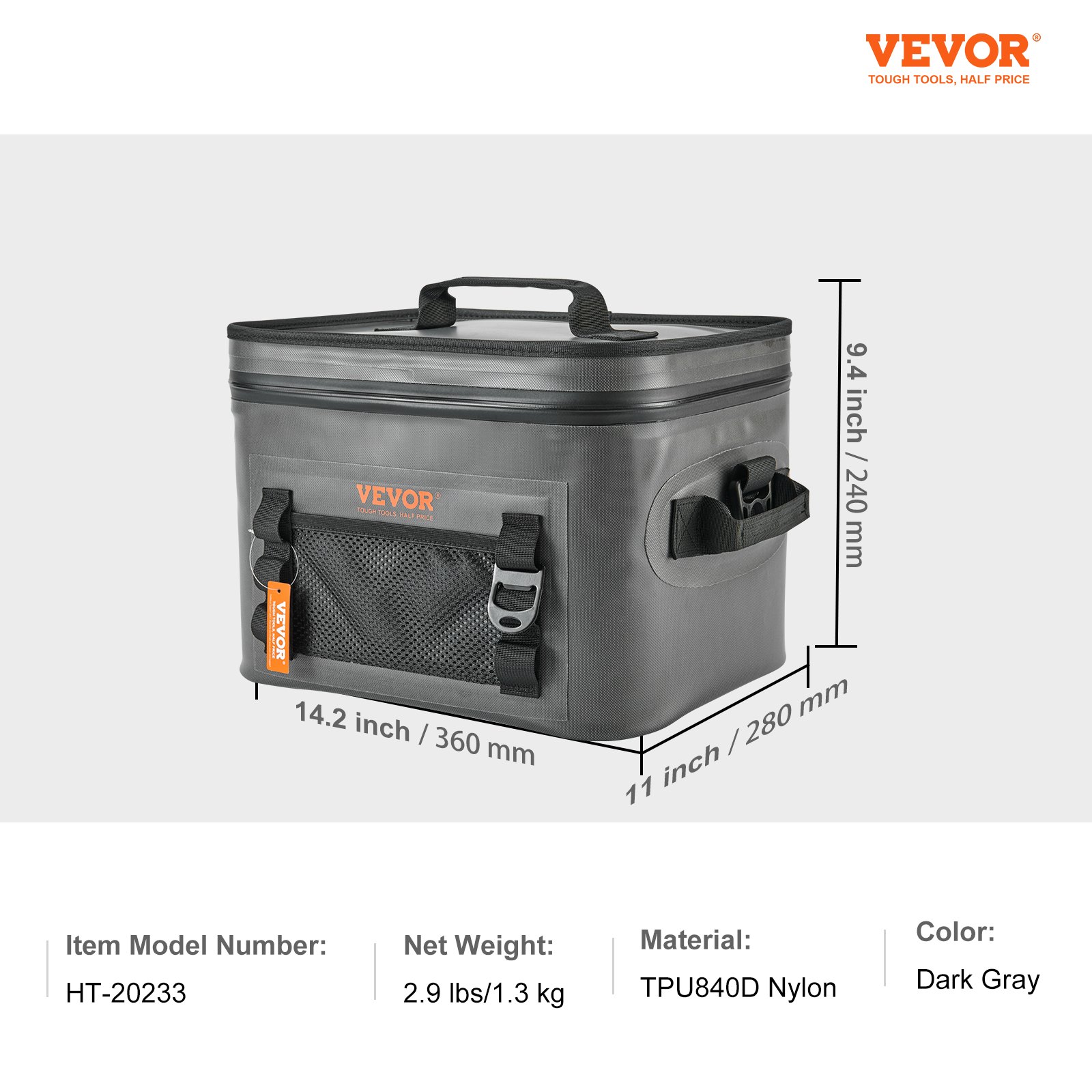 VEVOR Soft Cooler Bag, 16 Cans Soft Sided Cooler Bag Leakproof with ...