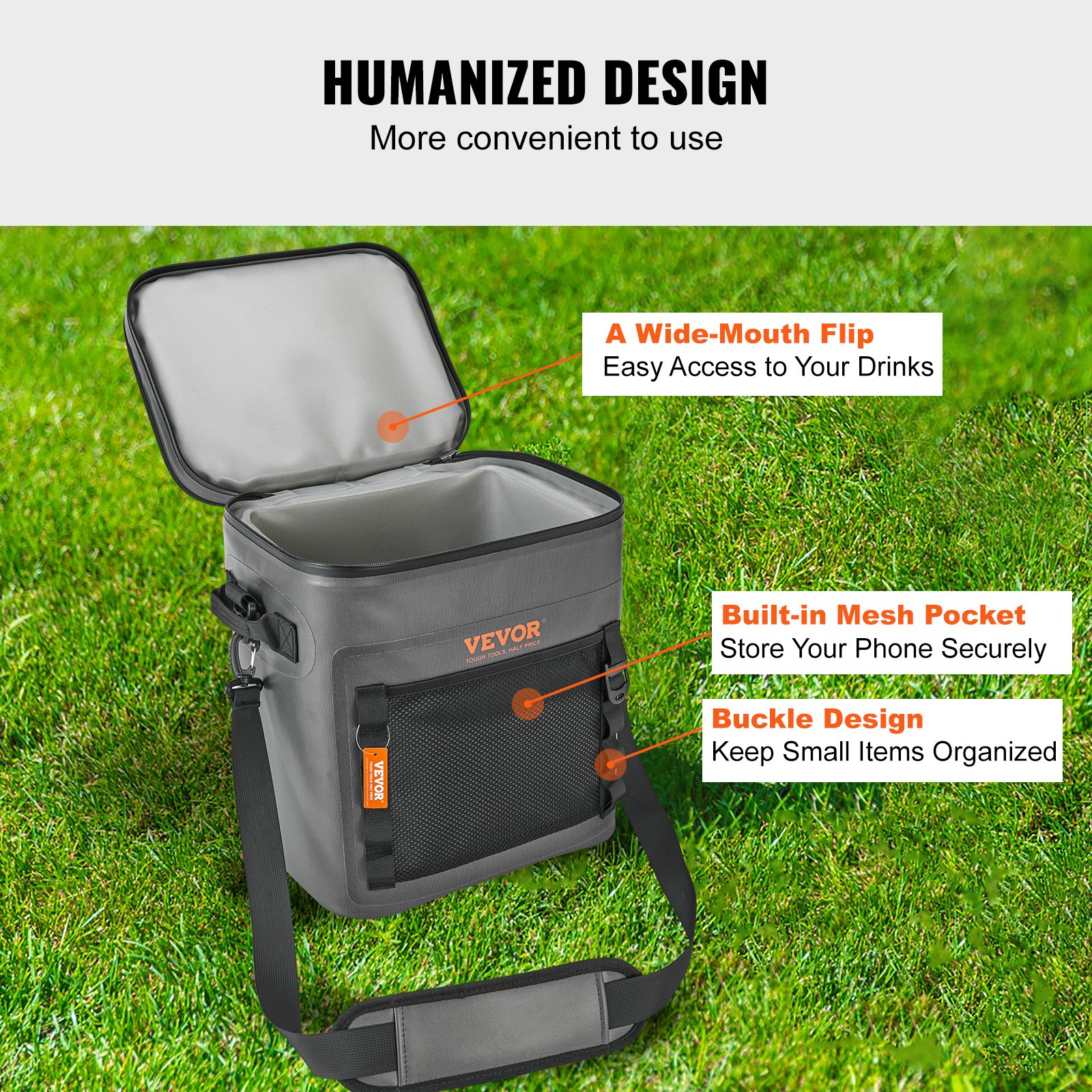 VEVOR Soft Cooler Bag, 30 Cans Soft Sided Cooler Bag Leakproof with ...