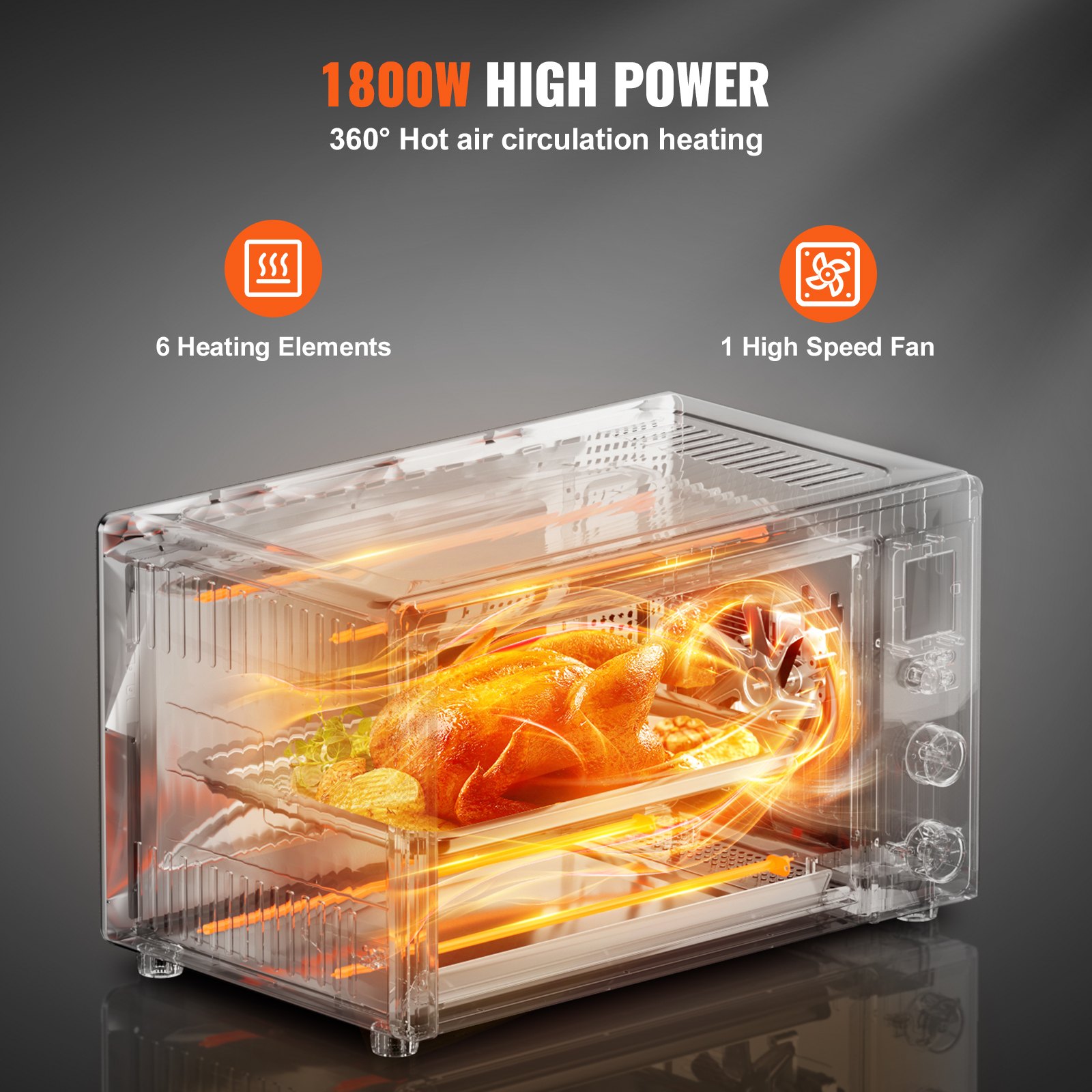 VEVOR Countertop Convection Oven 28L Toaster Baker 10-IN-1 1800W for ...
