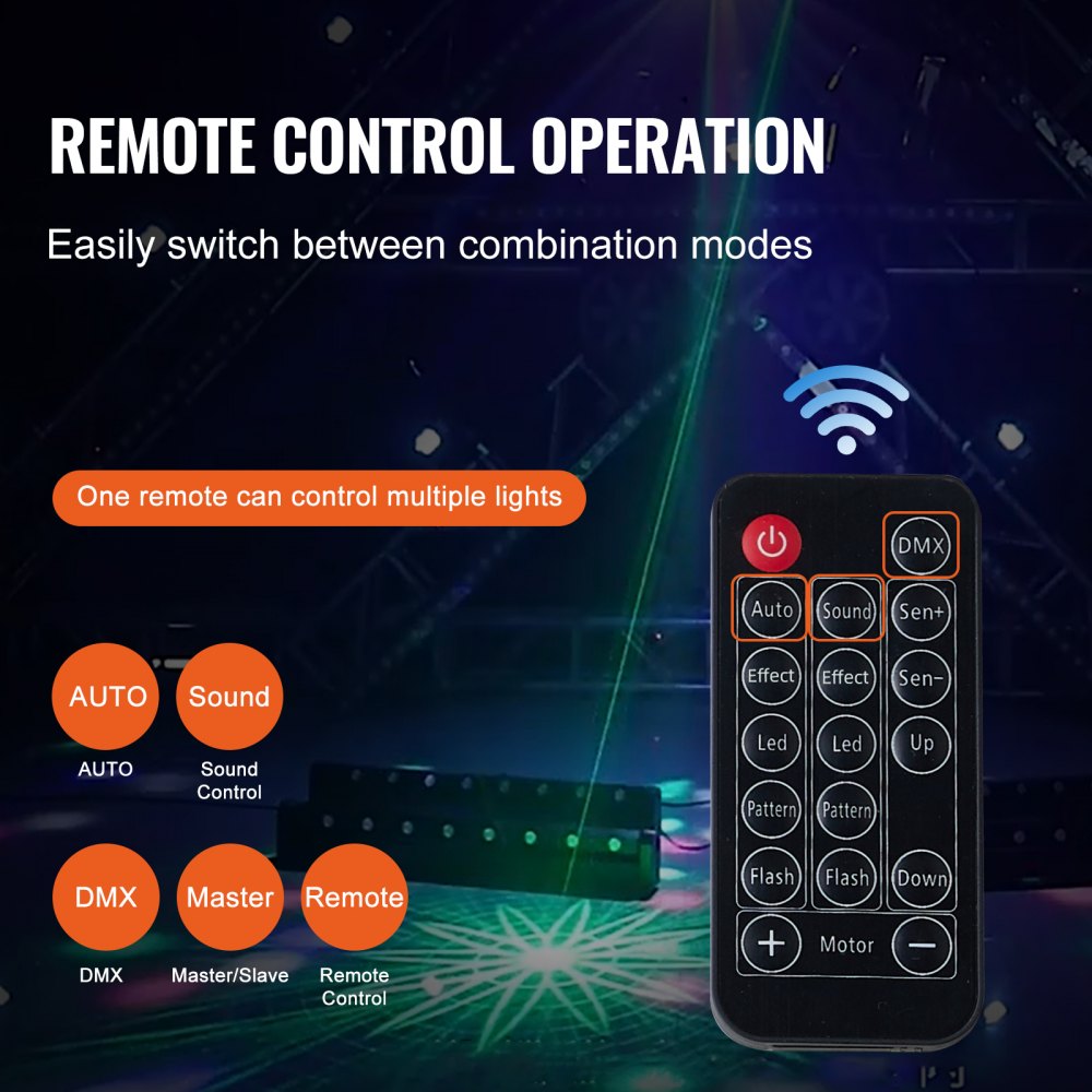VEVOR Stage Lights, 4 in 1 RGB Party Lights, LED Pattern Strobe Light ...