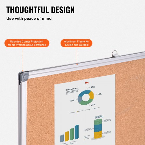 VEVOR 48"x36" Large Cork Board – Wall-Mounted Bulletin Board with Pin ...