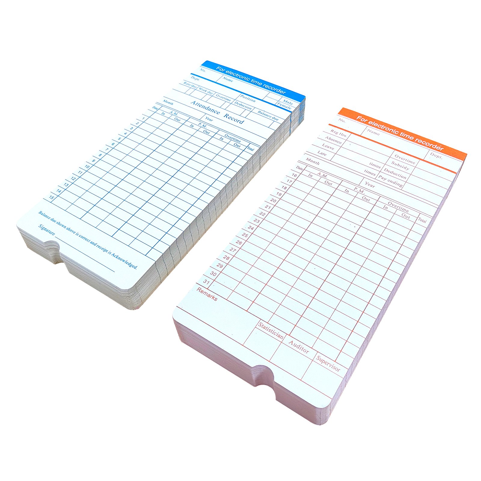 VEVOR Time Cards, Monthly Timesheets 100 pcs, 6 Columns Two-sided ...