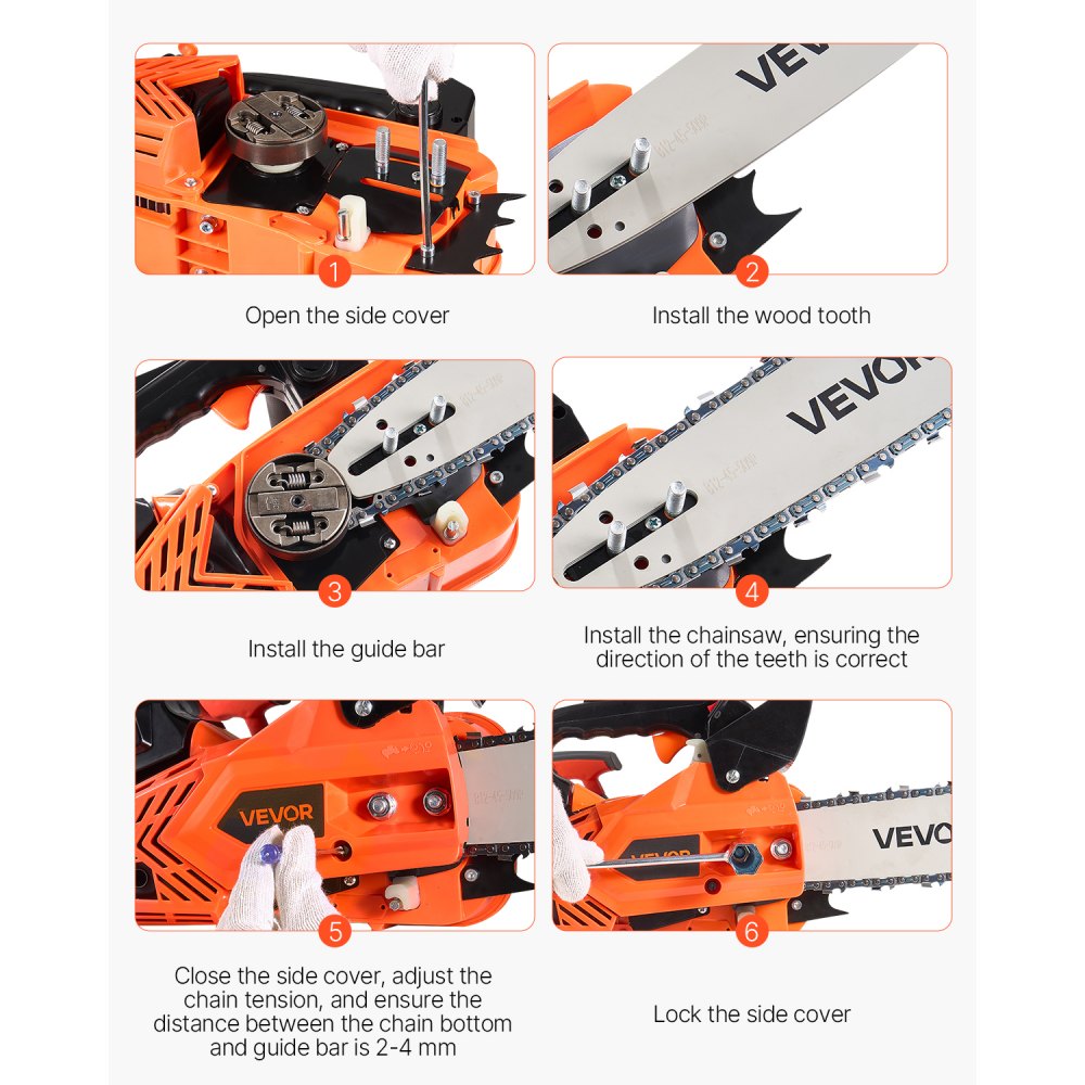 VEVOR 25 cc Gas Chainsaw, 12 inch Gas Powered Chainsaw, 1.02 HP Power ...