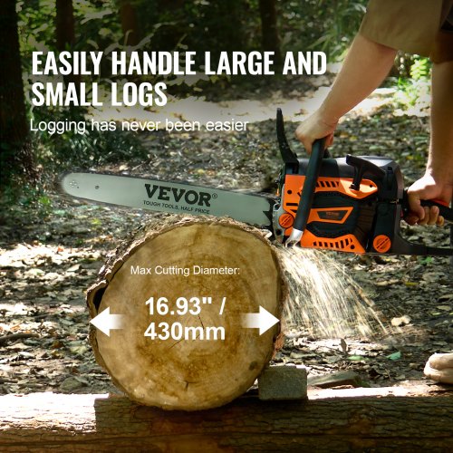 VEVOR 52CC 18" Gasoline Chainsaw Gas Powered Wood Cutting Engine Gas ...