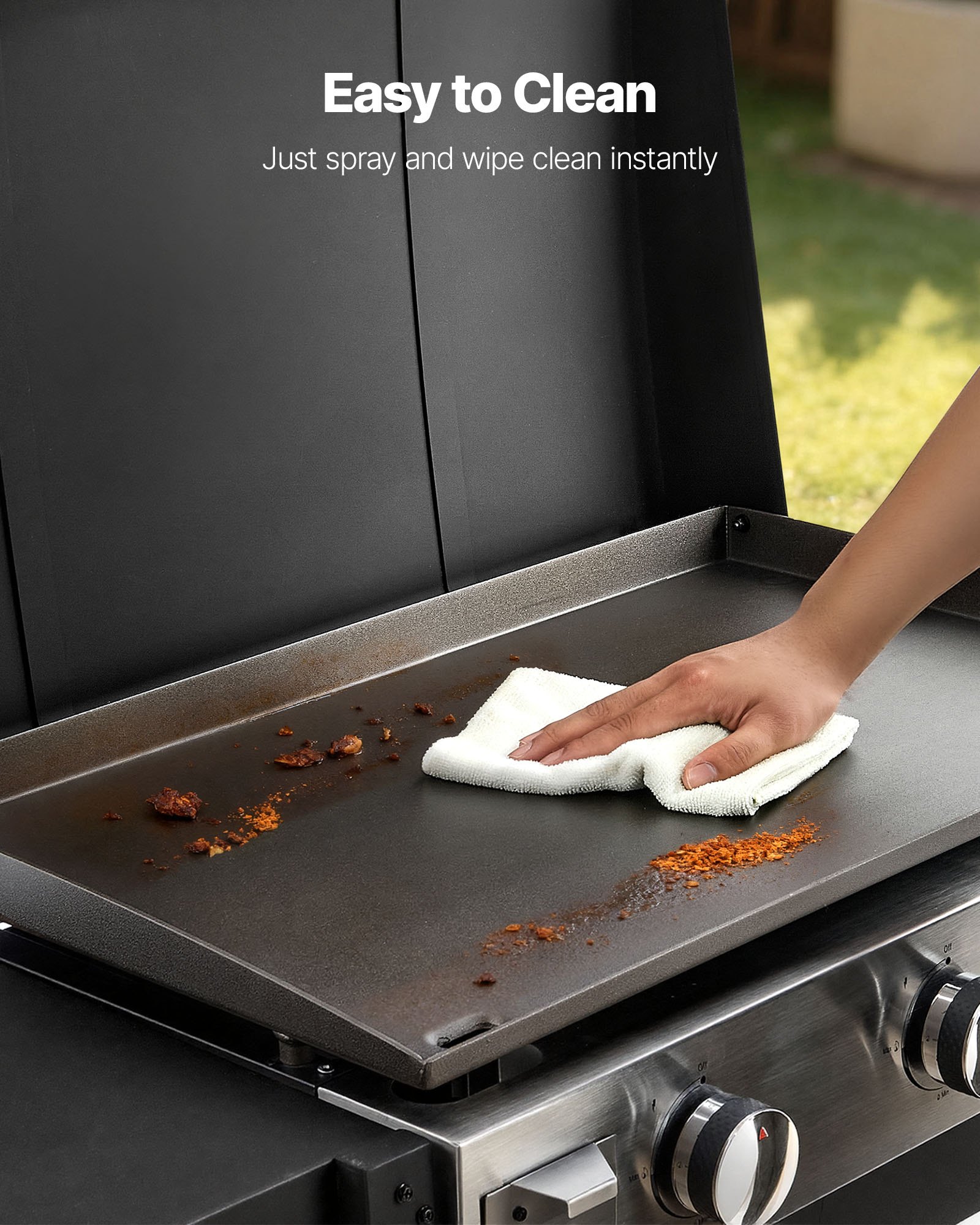 VEVOR Gas Griddle, 3-Burner Flat Top Grill, Propane Griddle with Wheels ...