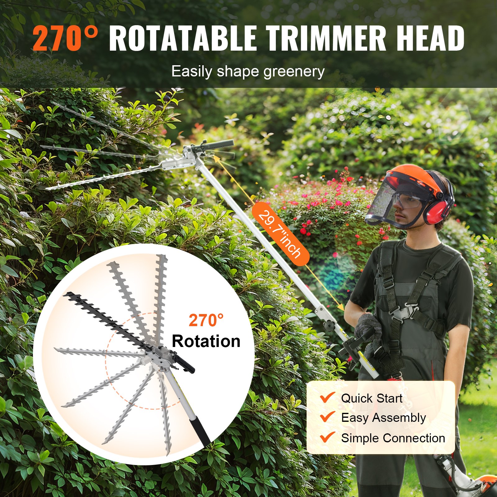VEVOR 26CC 6-in-1 Multi-Functional Trimming Tools, Gas Hedge Trimmer, Weed Eater, String Trimmer ...