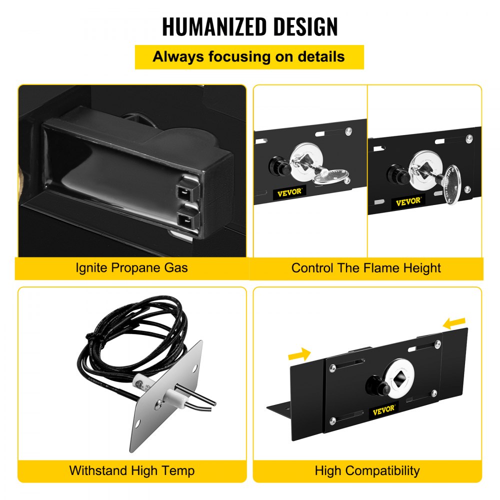VEVOR Fire Pit Gas Burner Spark Ignition Kit, 300K BTU Fire Pit ...