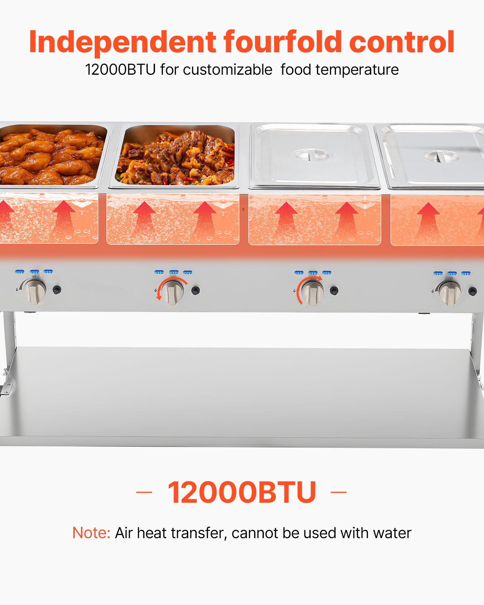 VEVOR Portable Propane Steam Table – 60.2 x 25 x 34.6 Inches