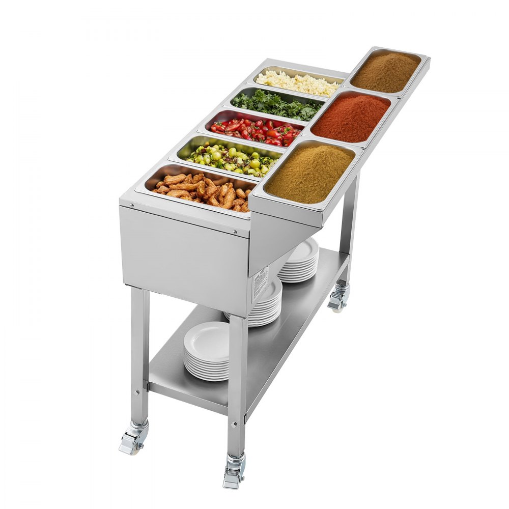 VEVOR Commercial Propane Steam Table, 5 Food Pans & 3 Condiment Pans ...