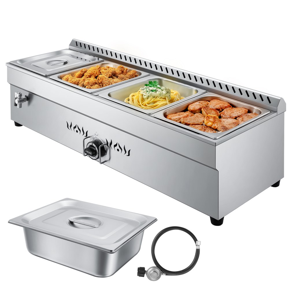 VEVOR Propane Steam Table – 4 Pan, 11,600 BTU, Drain Valve