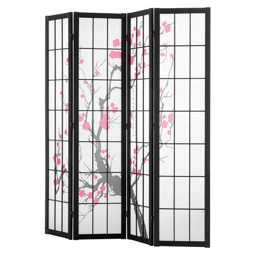 VEVOR Room Divider, 4 Panel Japanese Room Divider Screen, Wood Folding ...