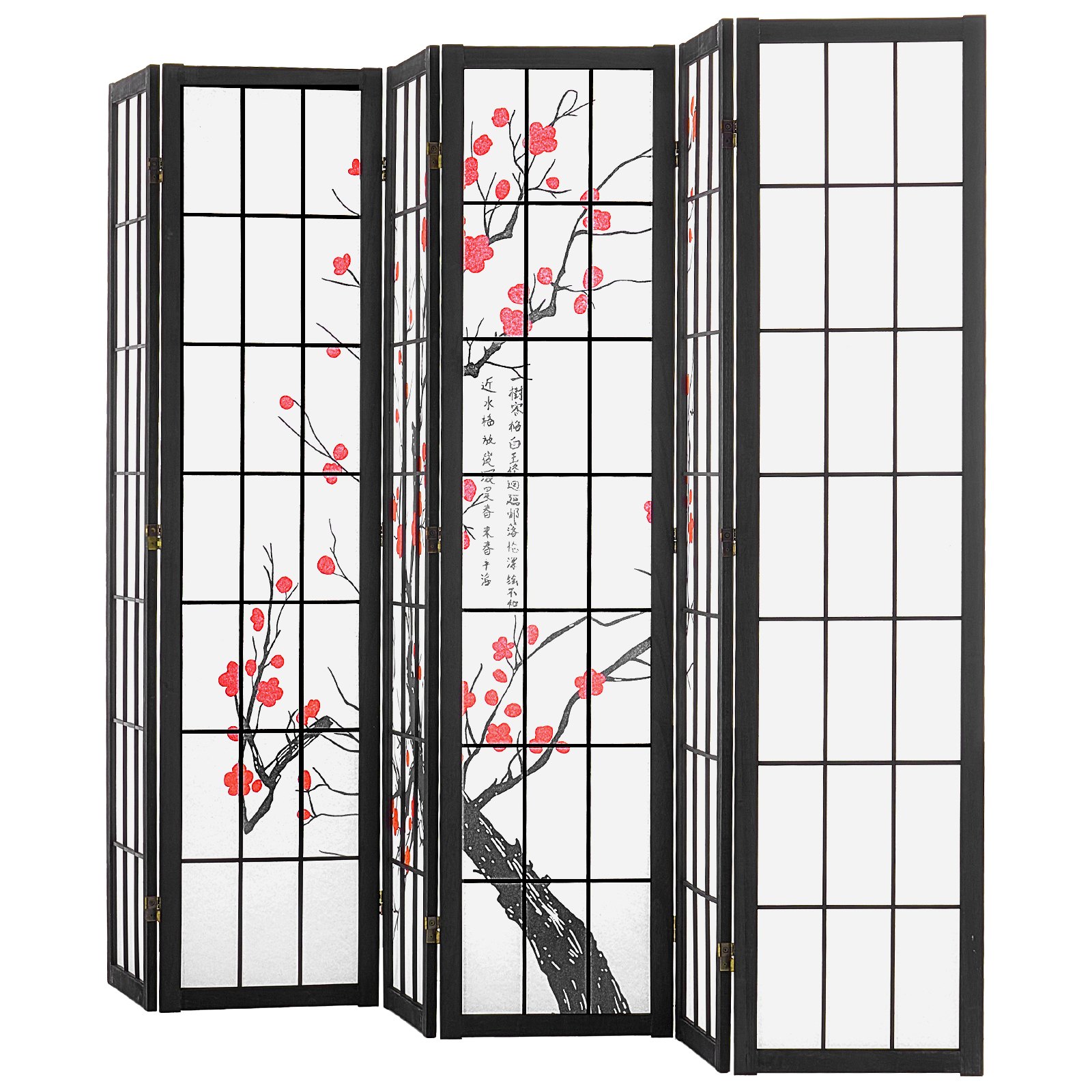 VEVOR Room Divider, 6 Panel Japanese Room Divider Screen, Wood Folding ...