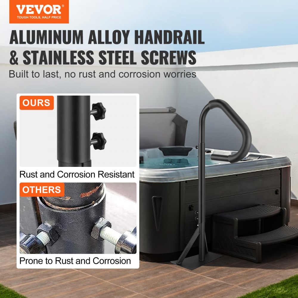 VEVOR Hot Tub Handrail, 360 Rotatable Spa Side Handrail with 48"-63 ...