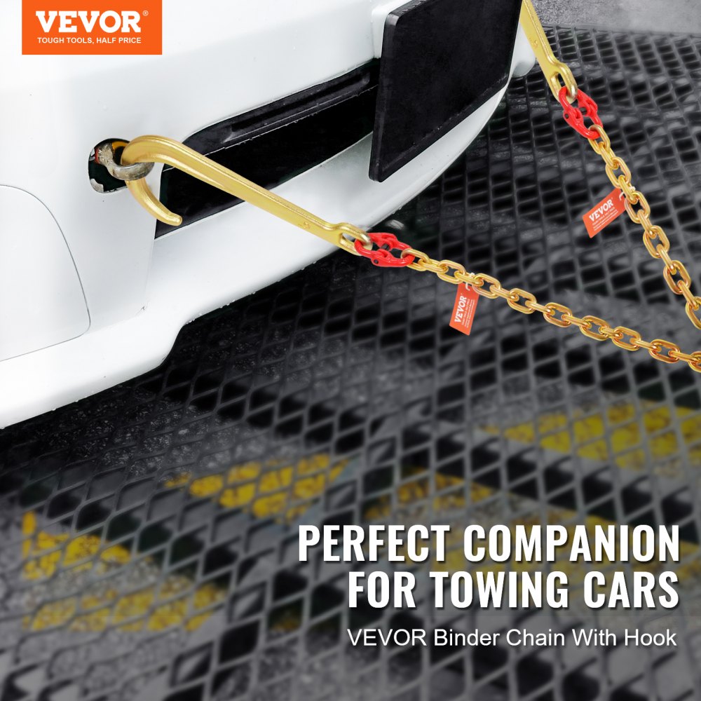 VEVOR 5/16" x 2' G80 Tow Chain J Hook V-Chain Bridle Grab Hook Wrecker ...
