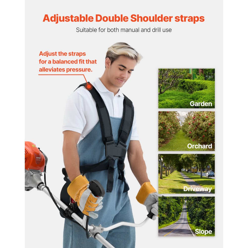VEVOR Gas Powered String Trimmers – 42.7CC 2-Stroke,16.9"