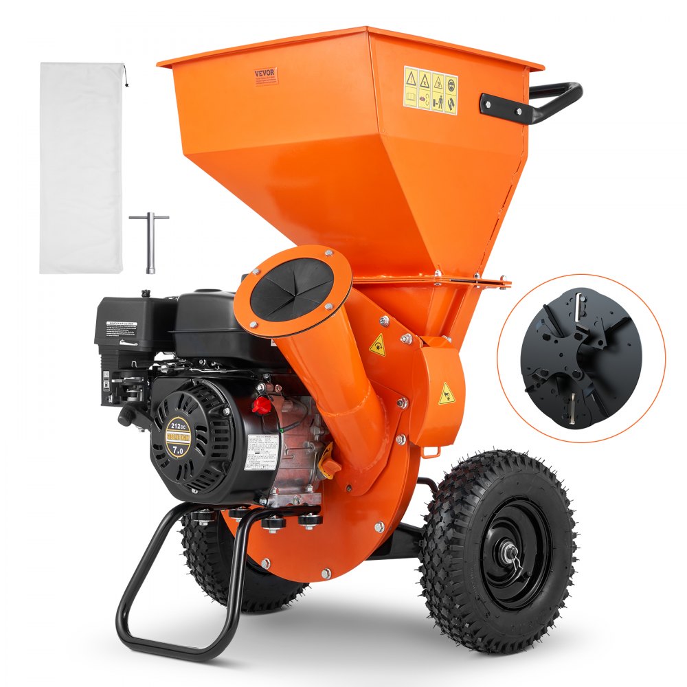 VEVOR Wood Chipper Shredder Mulcher 7HP Heavy Duty Gas Powered 3” 212cc 4.1 kW | VEVOR US