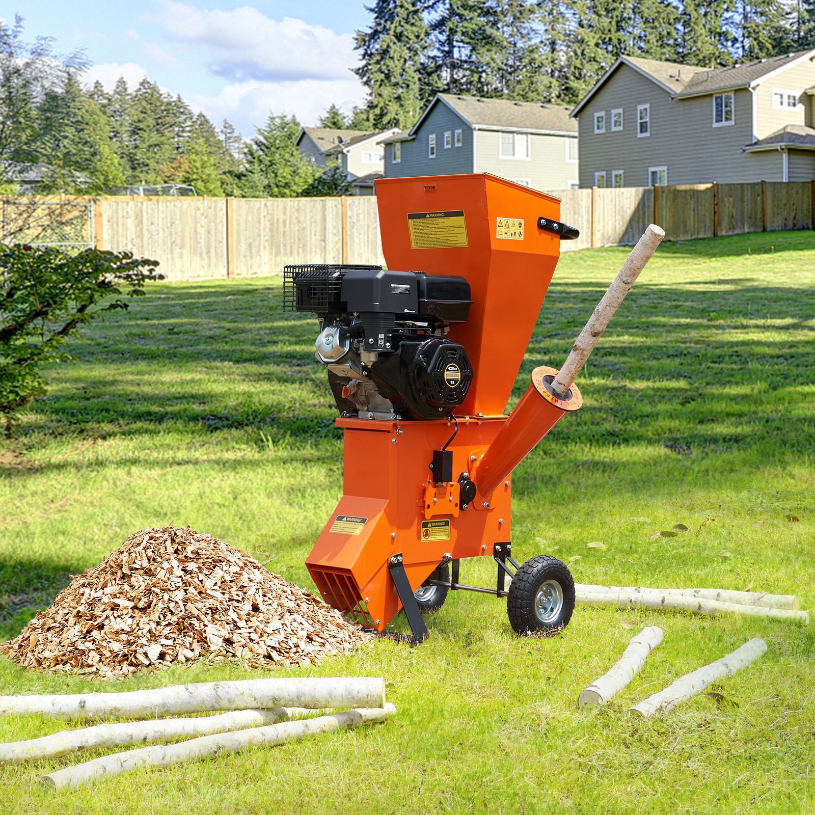 VEVOR Gas Powered Wood Chipper – 12 HP, 420cc Engine, 6.7"