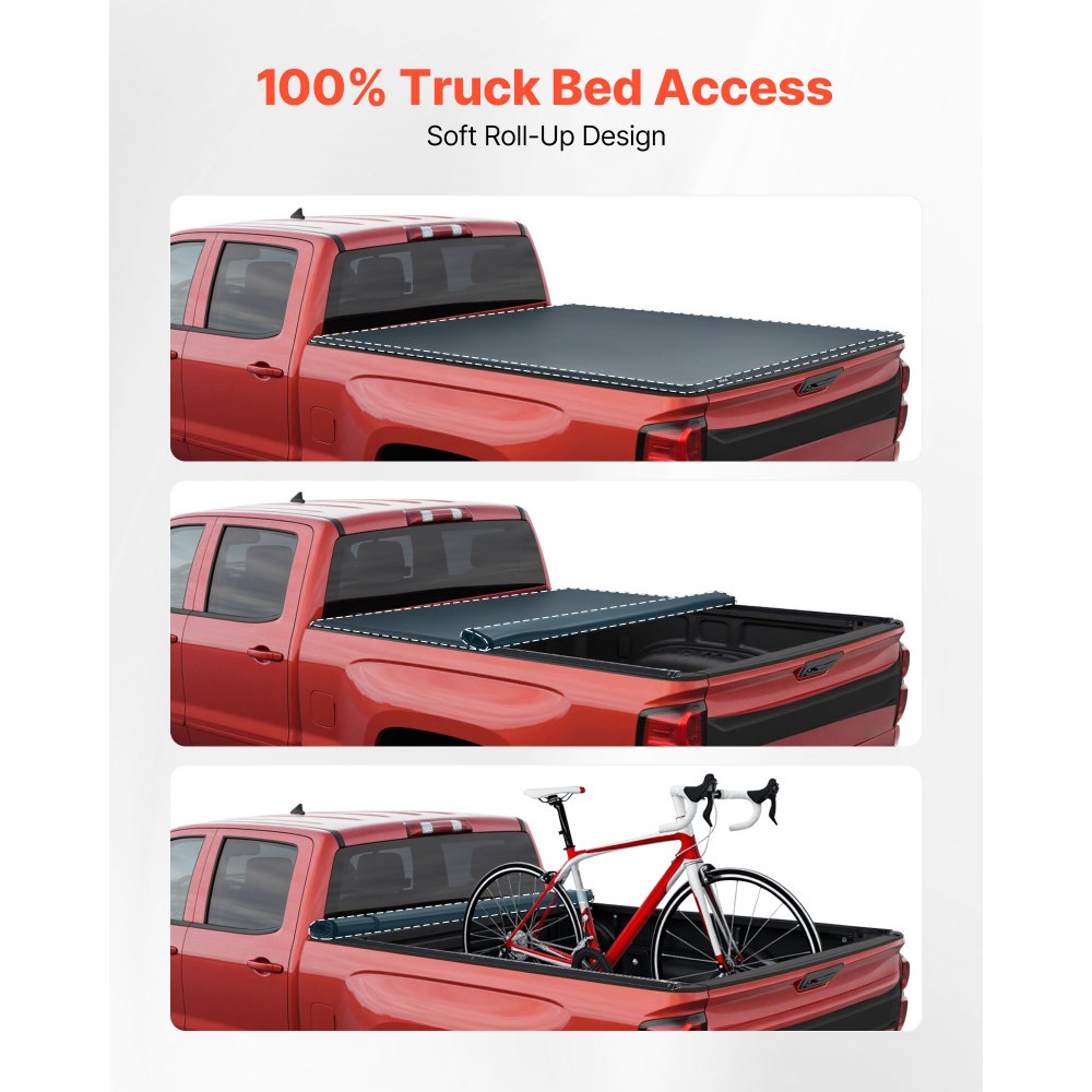 VEVOR Pickup Bed Tonneau Cover — Roll-Up Soft Truck Cover
