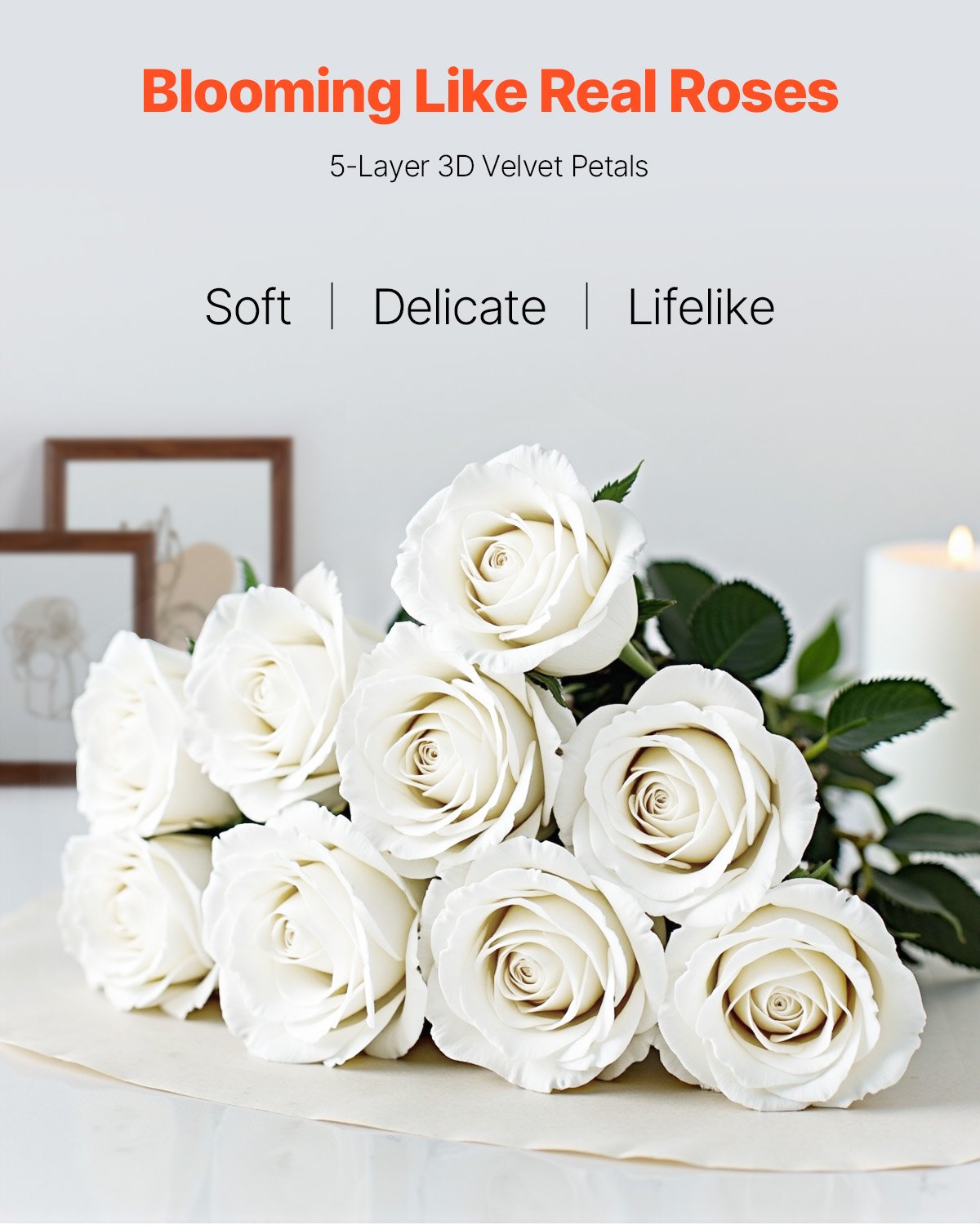 VEVOR Artificial Flowers, 120 pcs Real Looking White Foam Fake Roses ...