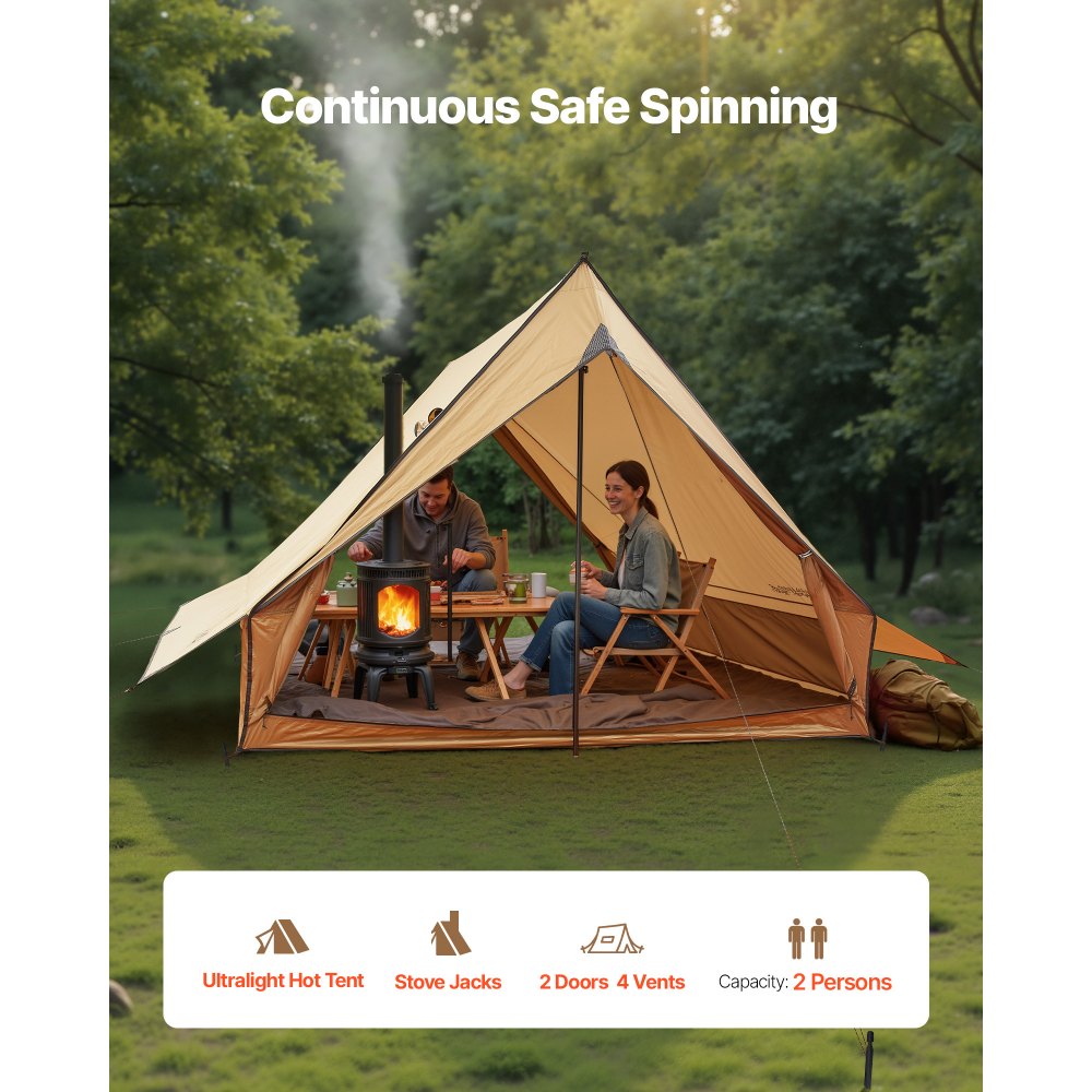 VEVOR Camping Hot Tent, 2 Persons Cabin Tent with Stove Jack & Poles ...