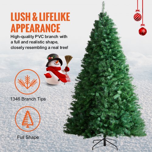 VEVOR Christmas Tree 7.5ft Artificial Xmas Decor Tree with 1346 Branch ...
