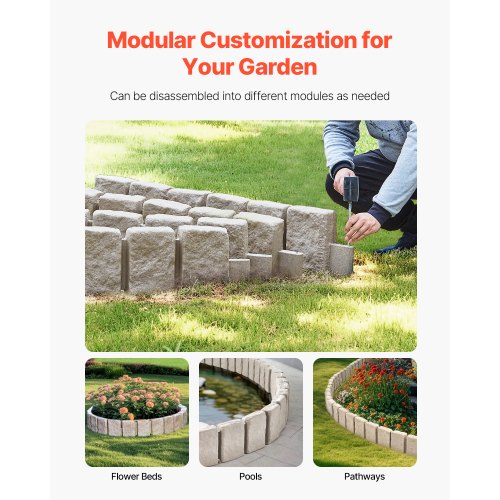 Fake Stone Landscape Edging 47.2 x 9 in Lawn Edging Border Fade ...