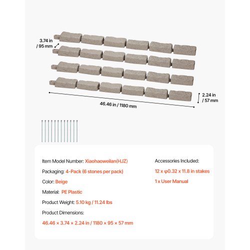 Fake Stone Landscape Edging 46.2x2.2in Lawn Edging Border Fade ...