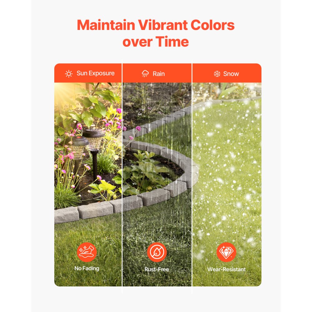 VEVOR Fake Stone Landscape Edging 1180 x 95 x 57 mm Lawn Edging Fade ...