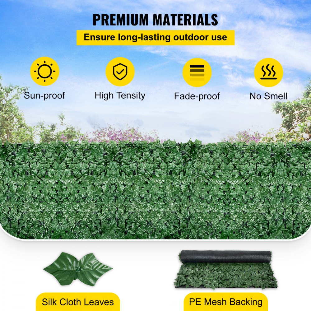 VEVOR Artificial Ivy Privacy Fence Screen, 39"x158" Ivy Fence, PP Faux ...