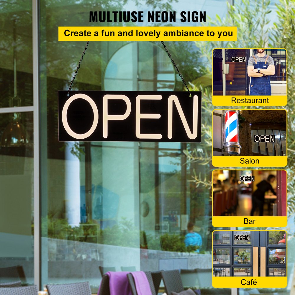 VEVOR LED Open Sign, 20" x 7" Neon Open Sign for Business, Adjustable ...