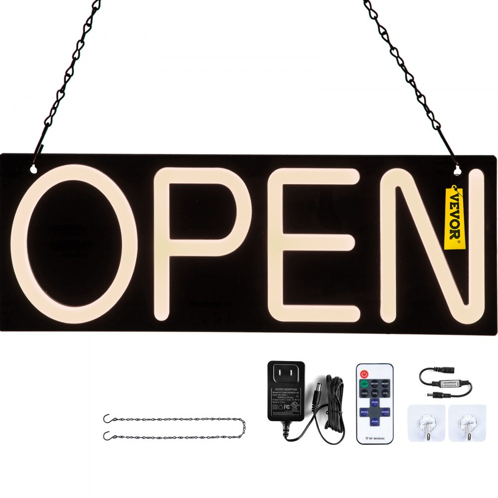 VEVOR LED Open Sign, 20" x 7" Neon Open Sign for Business, Adjustable ...
