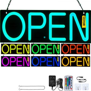 VEVOR LED Open Sign, 20" x 7" Neon Open Sign for Business ...