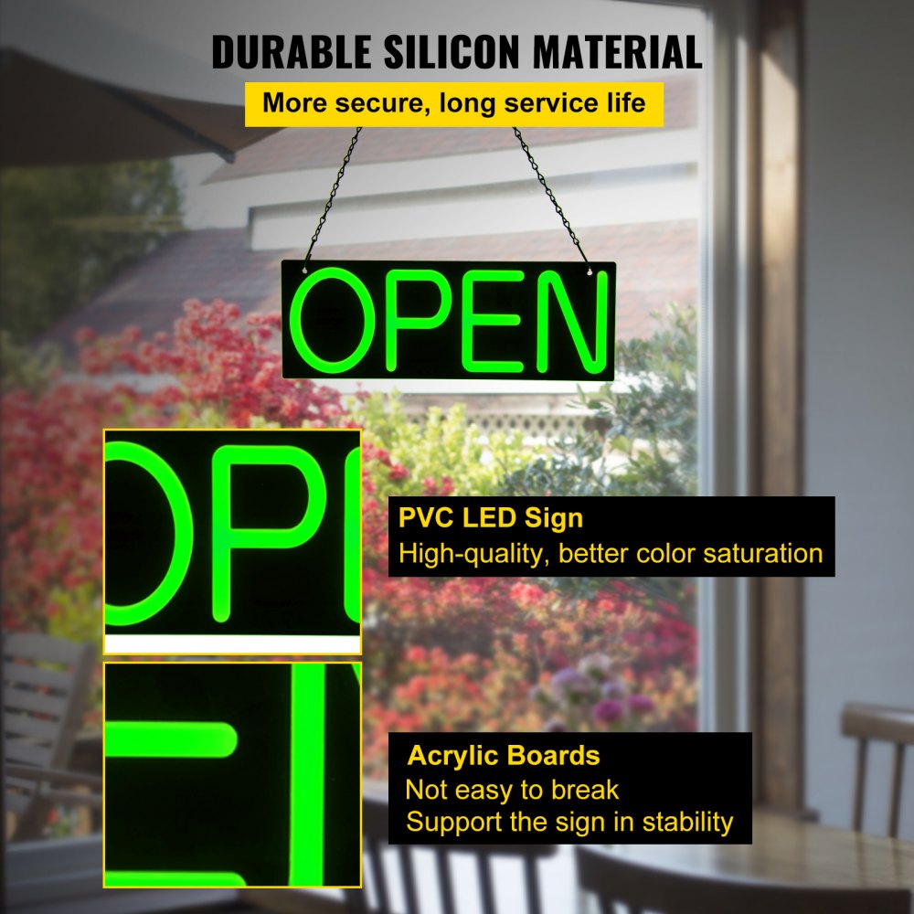 VEVOR LED Open Sign, 20" x 7" Neon Open Sign for Business ...