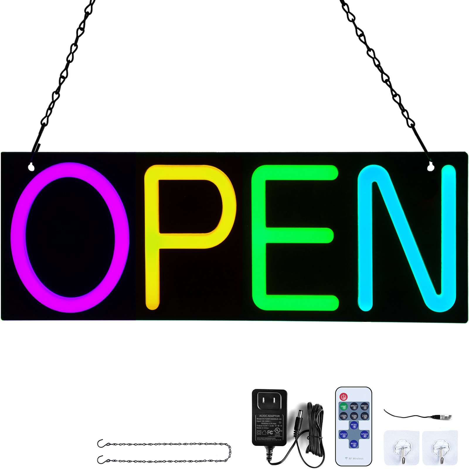VEVOR LED Open Sign, 20" x 7" Neon Open Sign for Business, Adjustable ...