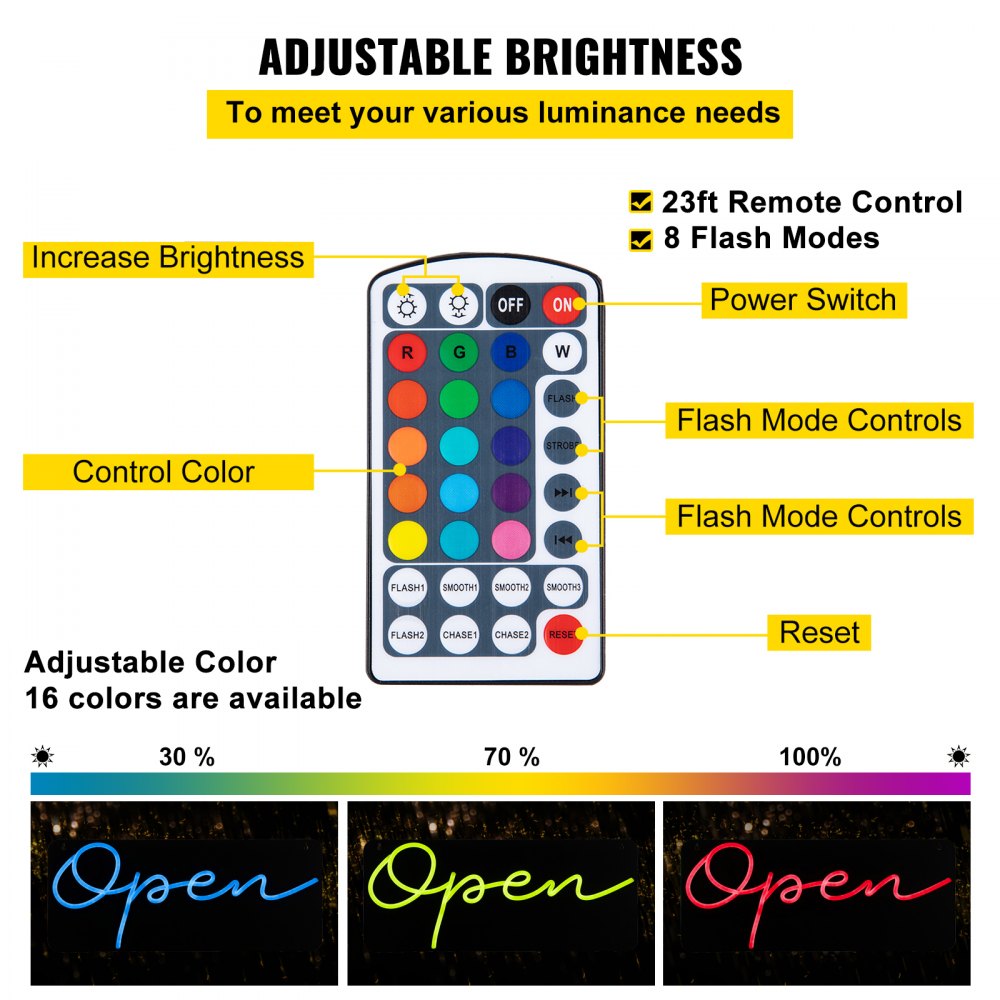 VEVOR LED Open Sign, 22" x 9" Neon Open Sign for Business, Multiple ...