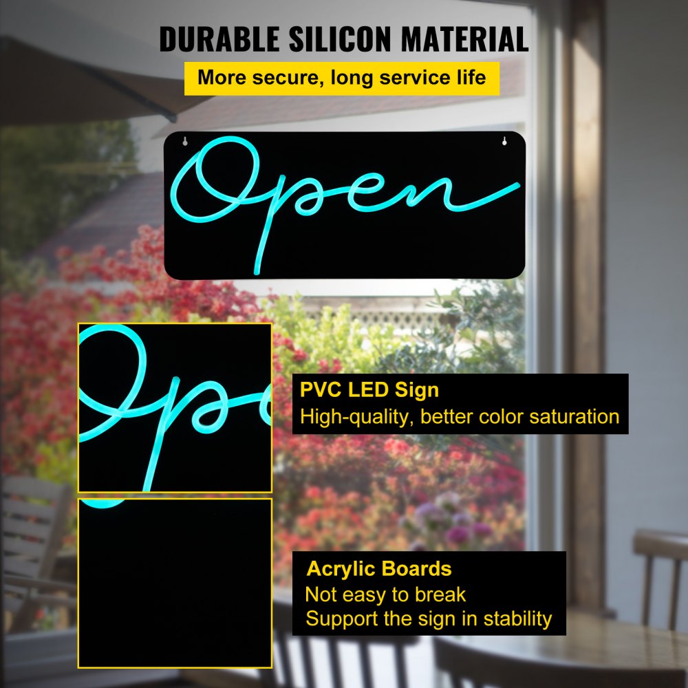 VEVOR LED Open Sign, 22" x 9" Neon Open Sign for Business, Multiple ...