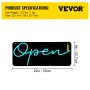 VEVOR LED Open Sign, 22" x 9" Neon Open Sign for Business, Multiple ...