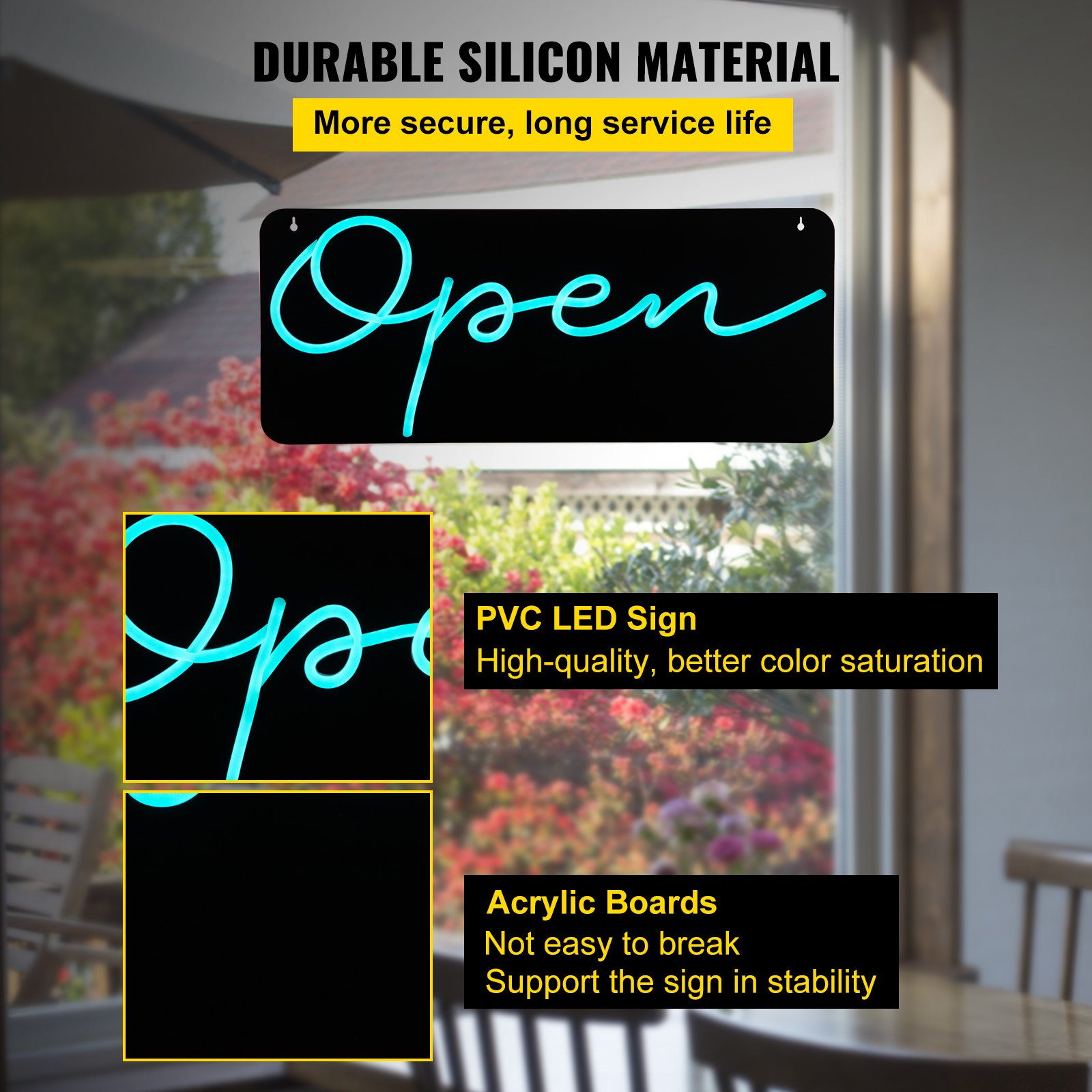 VEVOR LED Open Sign, 22" x 9" Neon Open Sign for Business, Multiple ...