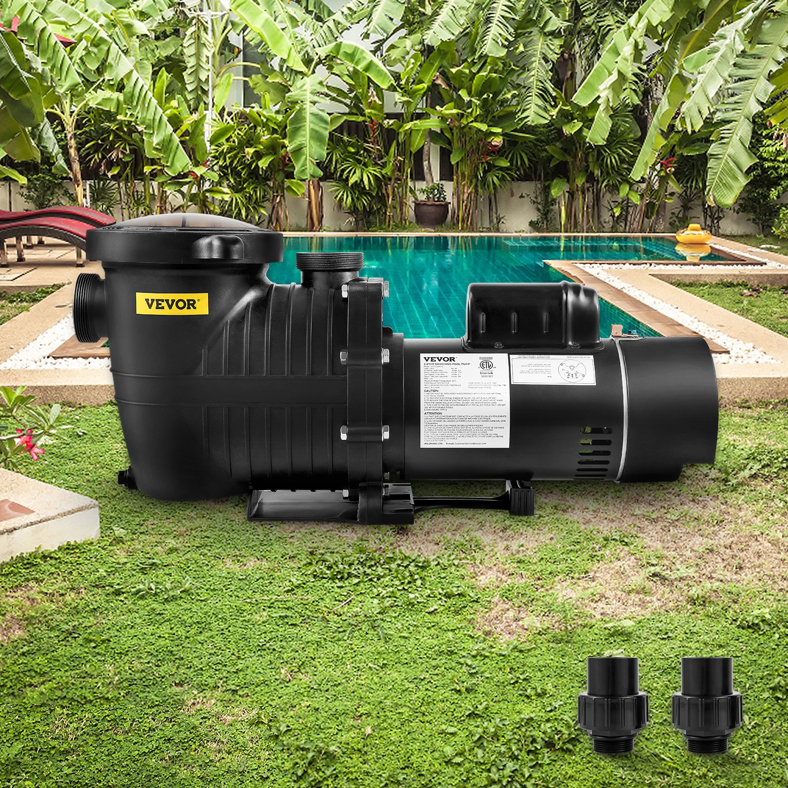 VEVOR Pool Pump 2.0HP 230V, Variable Dual Speed Pumps 1500W, 5520 GPH ...