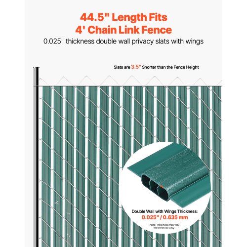 Chain Link Fence Privacy Slats Double-Wall with Wings for 4' High Fence ...