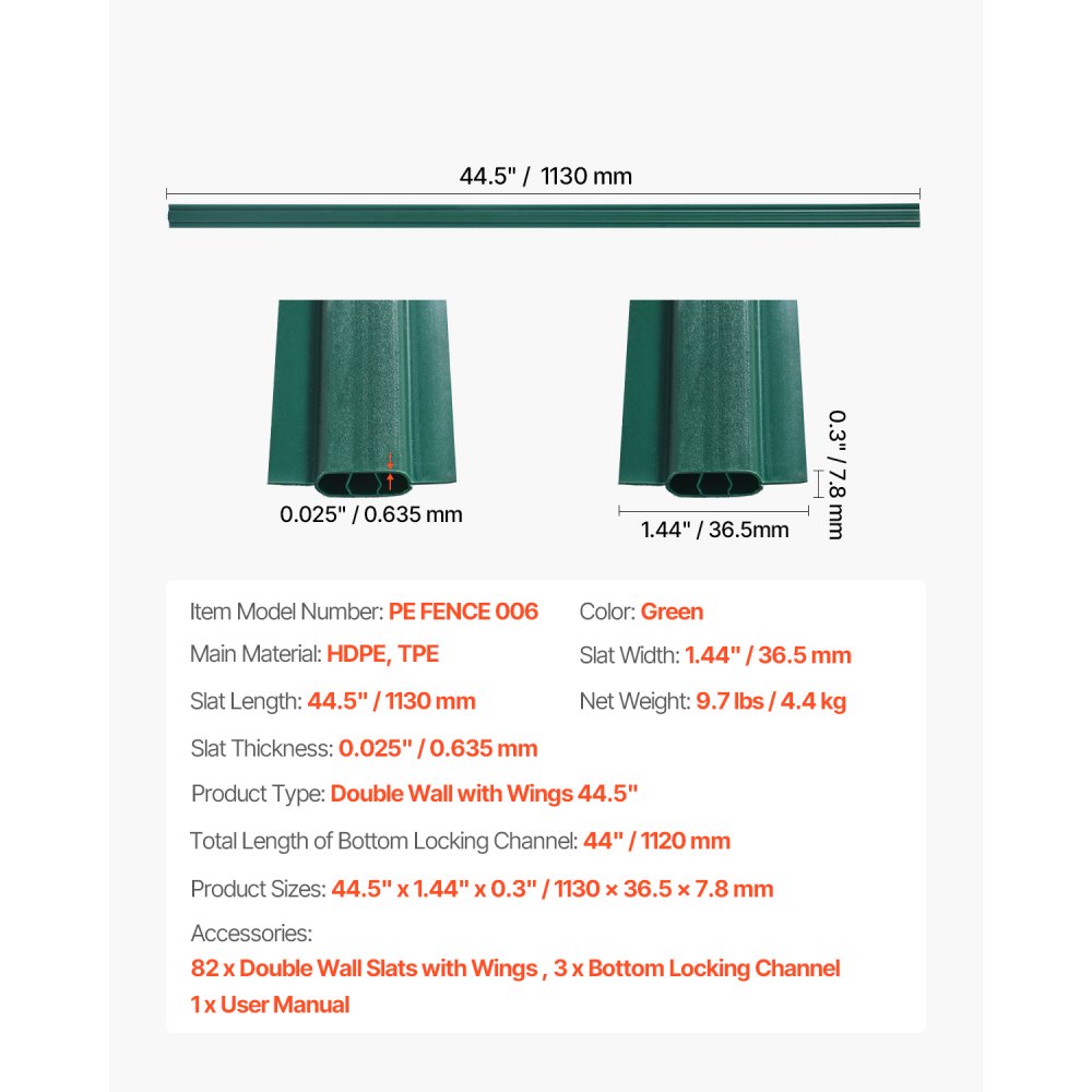 VEVOR Bottom Locking Privacy Slats, Double-Wall Vertical Bottom-Locking ...
