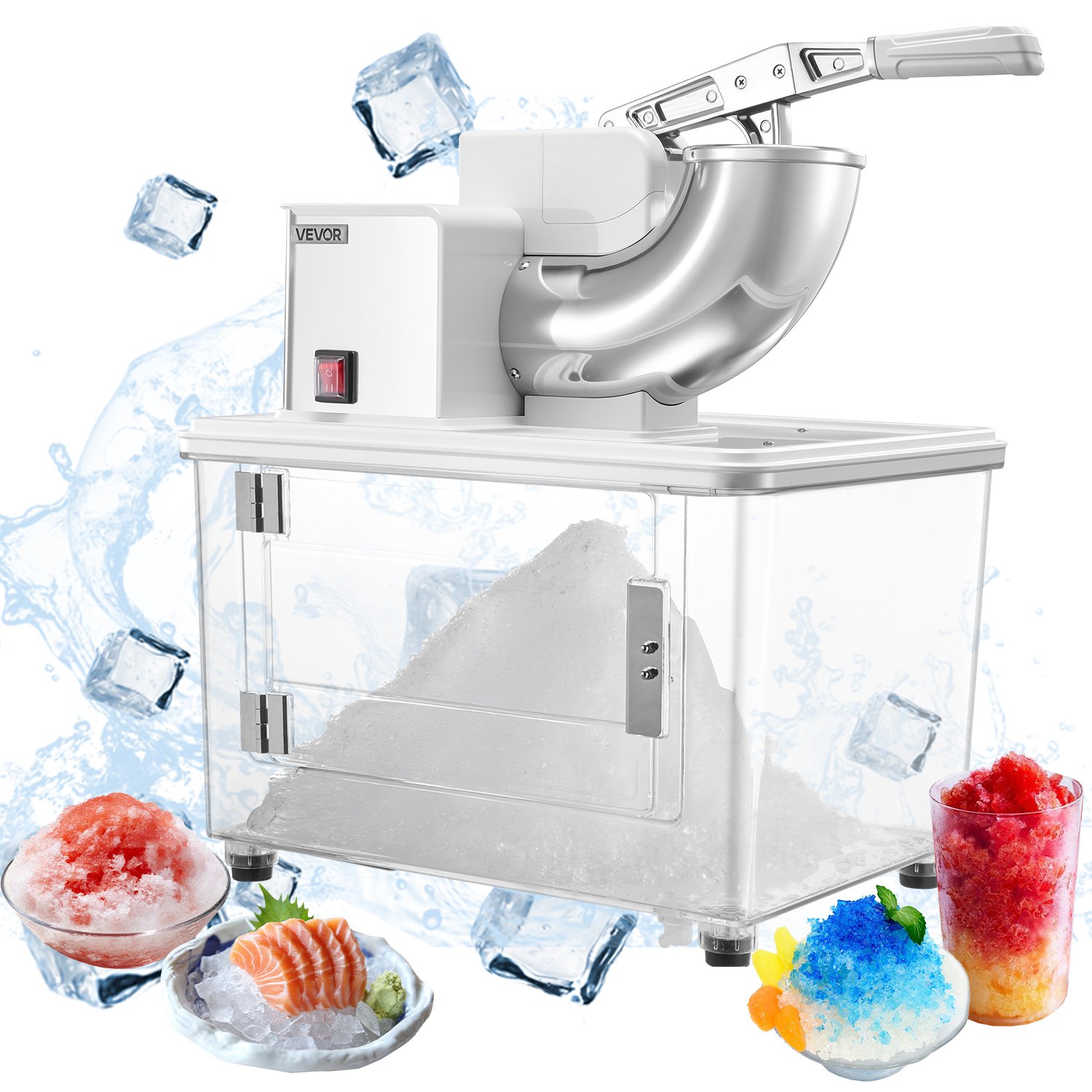 VEVOR Commercial Ice Crusher 661LBS/H, 350W Electric Snow Cone Machine ...