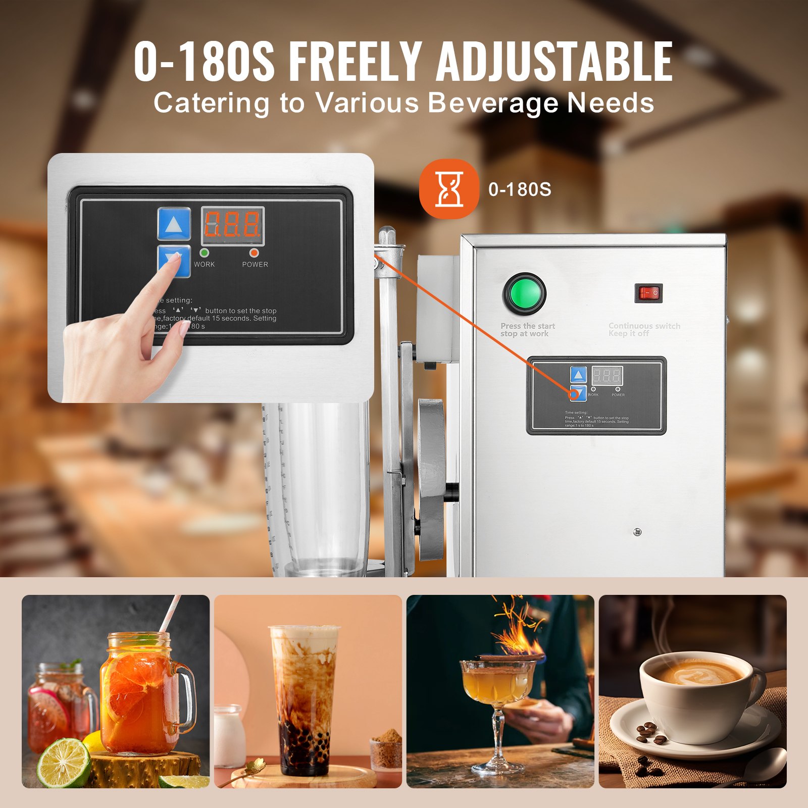 VEVOR Milkshake Maker Machine, 120W Commercial Milk Tea Shaker Machine ...