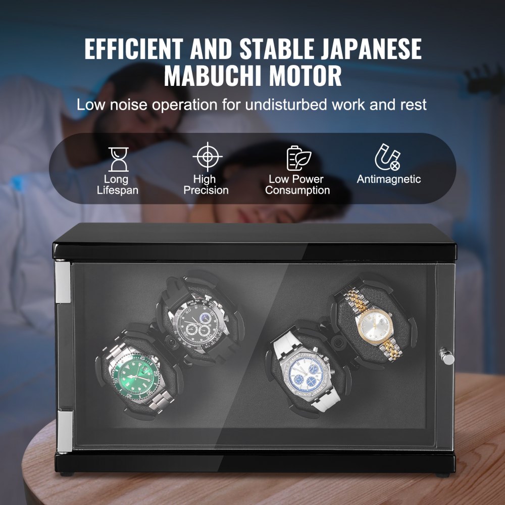 VEVOR Watch Winder, Watch Winder for 4 Men's and Women's Automatic ...