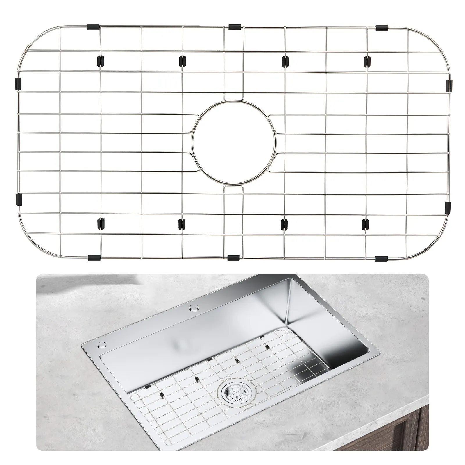 VEVOR Sink Protector Grid, 26"x14" Stainless Steel Sink Grates ...