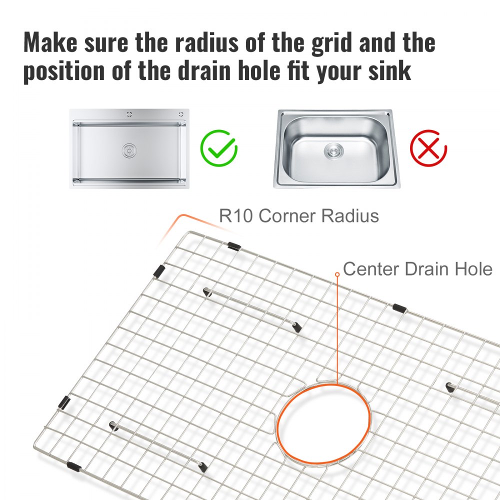 VEVOR Sink Protector Grid, 28.5"x15.6" Stainless Steel Sink Grates ...