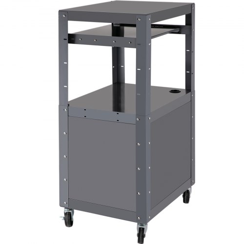 VEVOR Steel AV Cart, 27-41" Height Adjustable, Media Cart with Keyboard ...