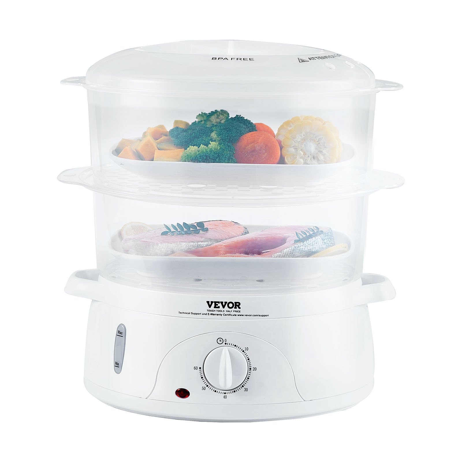 VEVOR Electric Food Steamer, 7.4Qt/7L Electric Vegetable Steamer with 2 ...