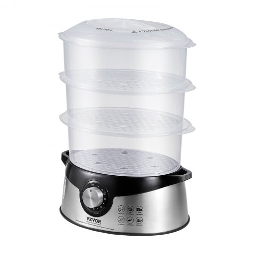 VEVOR Electric Food Steamer, 9.5Qt/9L Electric Vegetable Steamer with 3 ...